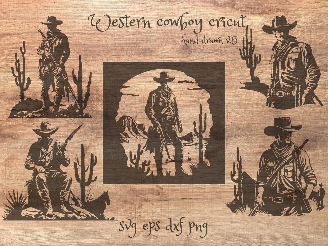 5 Design Western Cowboy Cricut V5 - Etsy