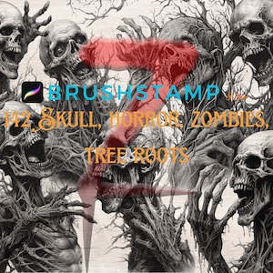 142 Skull, Horror, Zombies, Tree Roots Brushstamp Procreate - Etsy