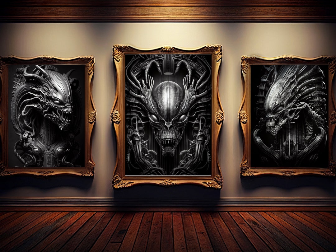 Giger Wall Art | Giger Art Print | Set of 3 Wall Art | Giger Art Prints ...