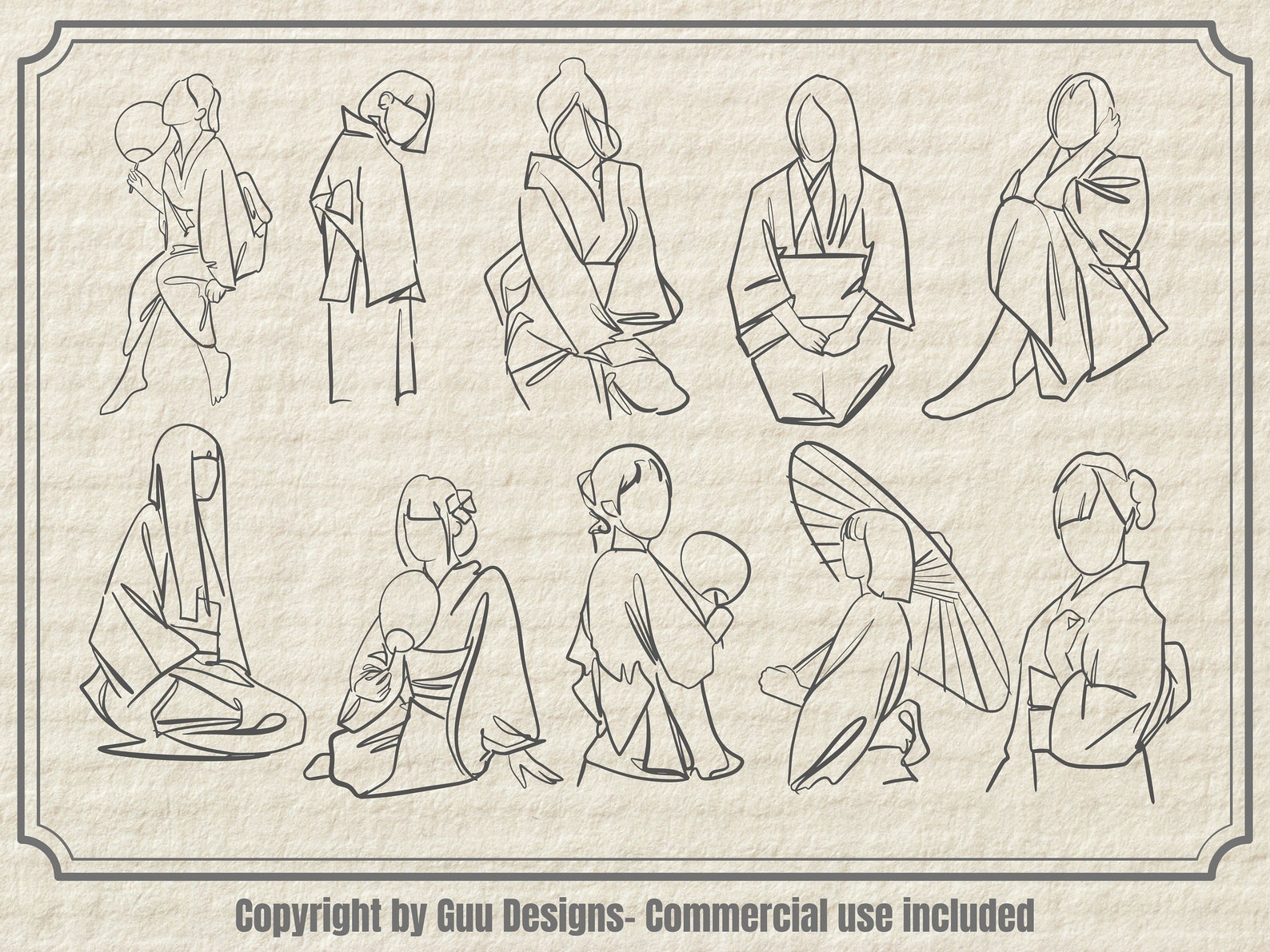 Kimono SVG, Kimono Women, Kimono Line Art, Kimono Art, Japanese Kimono ...