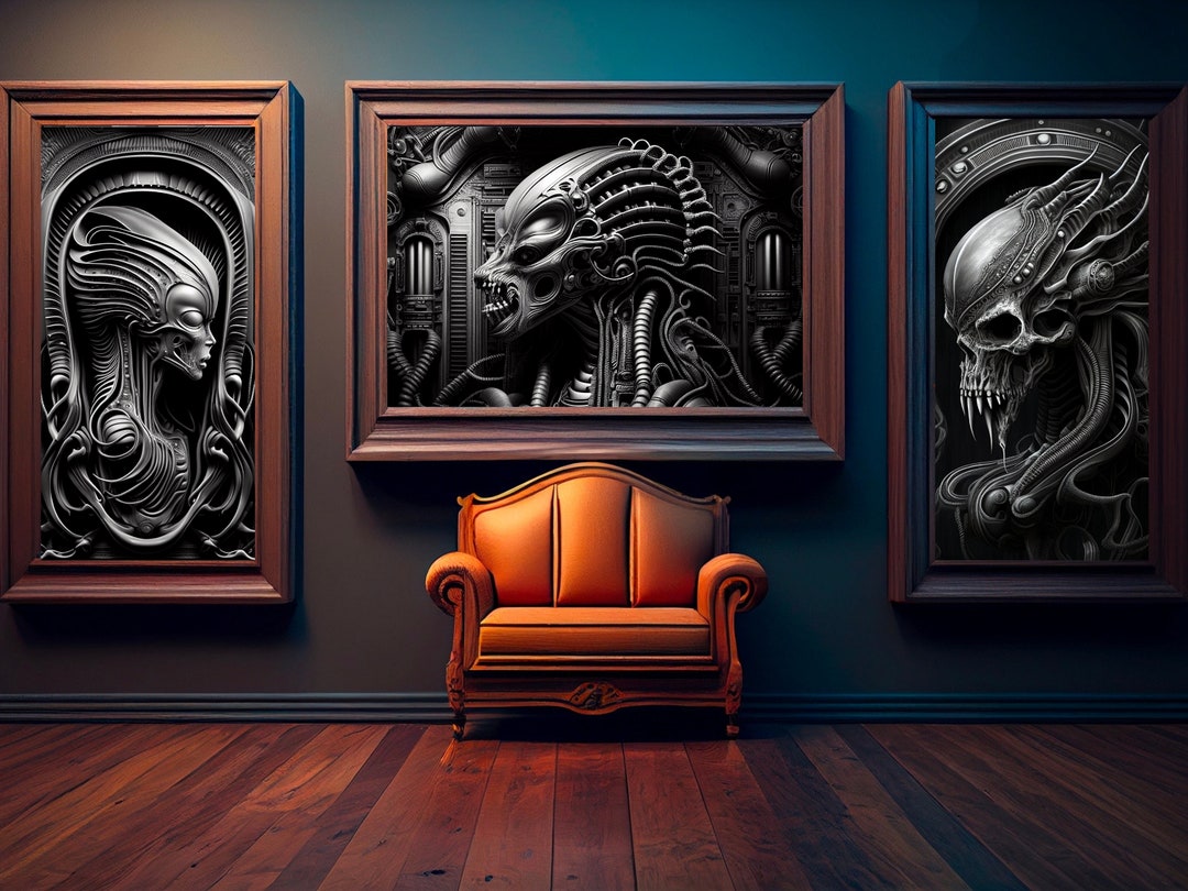 Giger Wall Art | Giger Art Print | Set of 3 Wall Art | Giger Art Prints ...