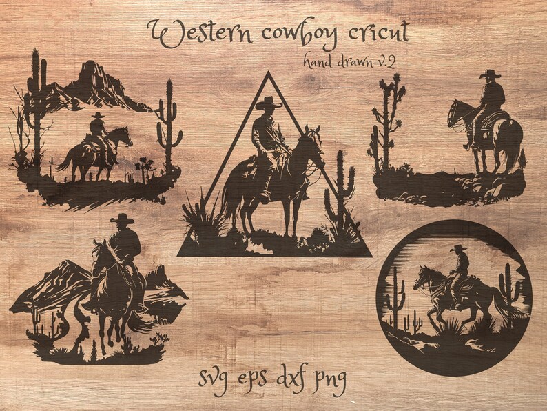 5 Design Western Cowboy Cricut V2 - Etsy