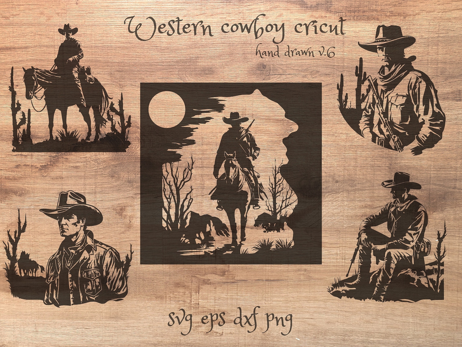 5 Design Western Cowboy Cricut V6 - Etsy