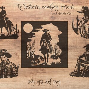 5 Design Western Cowboy Cricut V6 - Etsy