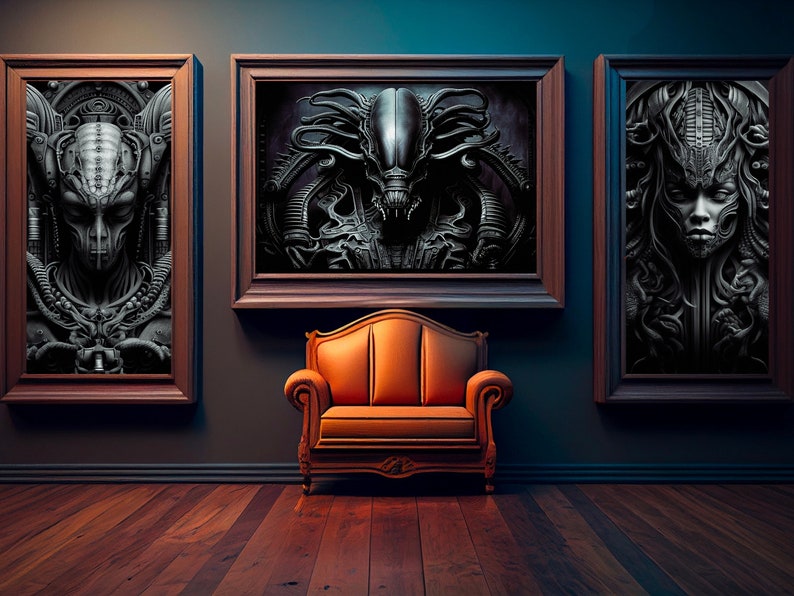 Giger Wall Art | Giger Art Print | Set of 3 Wall Art | Giger Art Prints ...