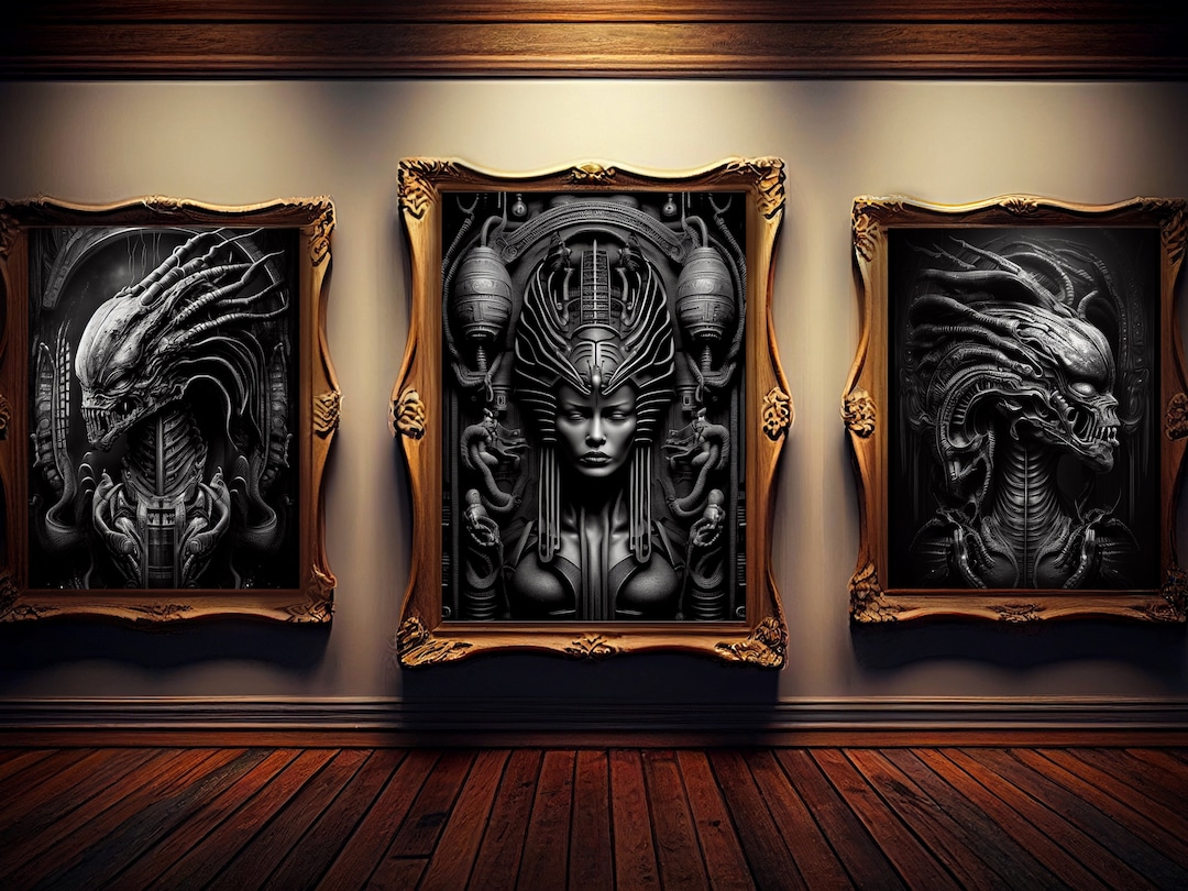 Giger Wall Art | Giger Art Print | Set of 3 Wall Art | Giger Art Prints ...