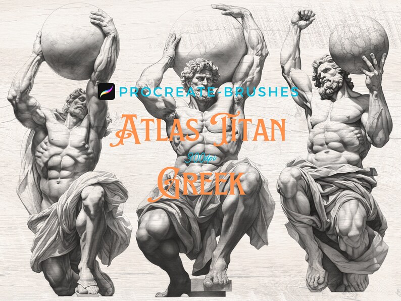 42 Atlas Titan Greek Statues Tattoo Brushstamp Procreate - Etsy