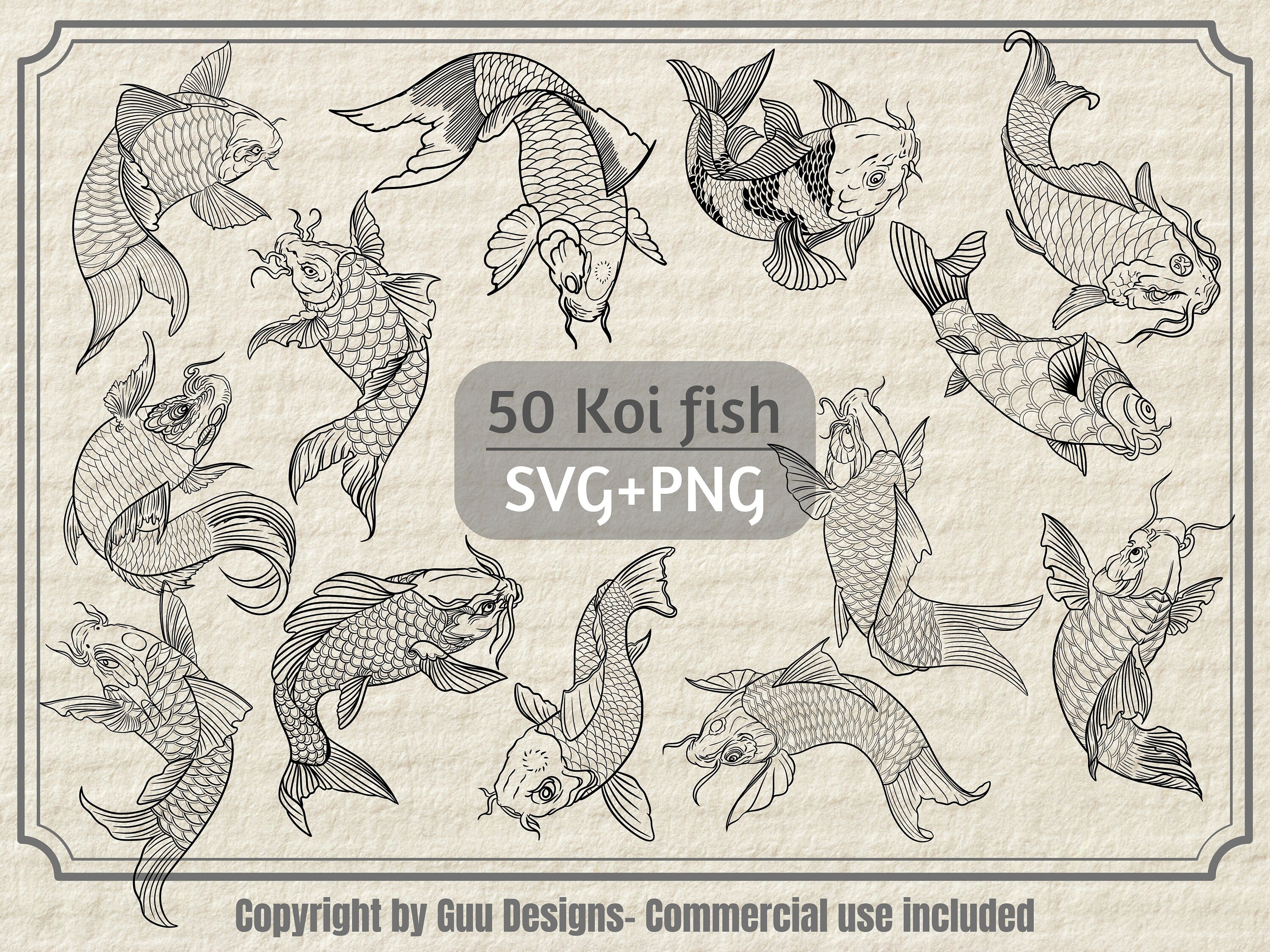 Koi Fish SVG Bundle, Fish Sticker, Koi Fish Wall Art, Fish SVG, Koi ...