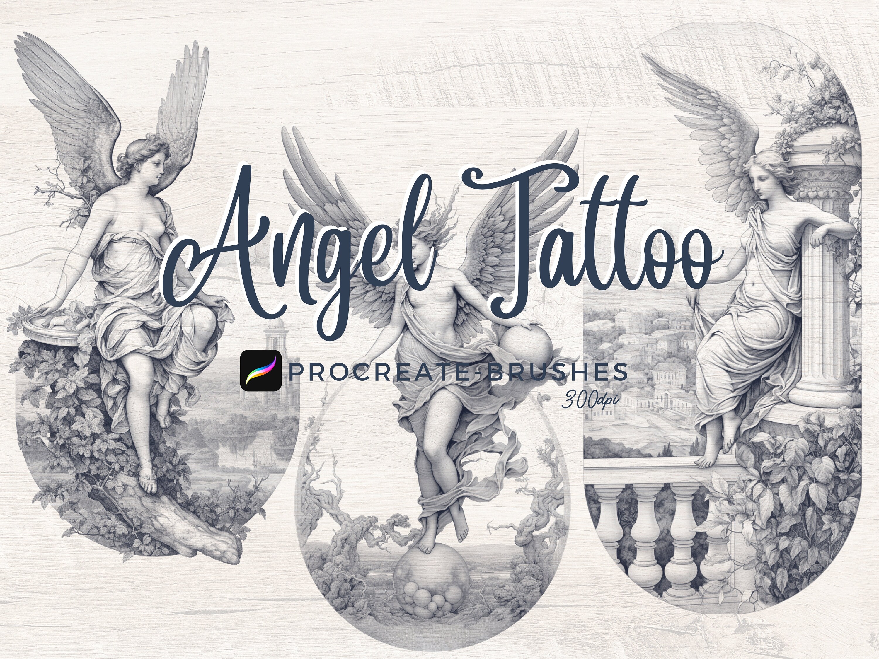 173 Angel Tattoo Designs Brushstamp Procreate - Etsy