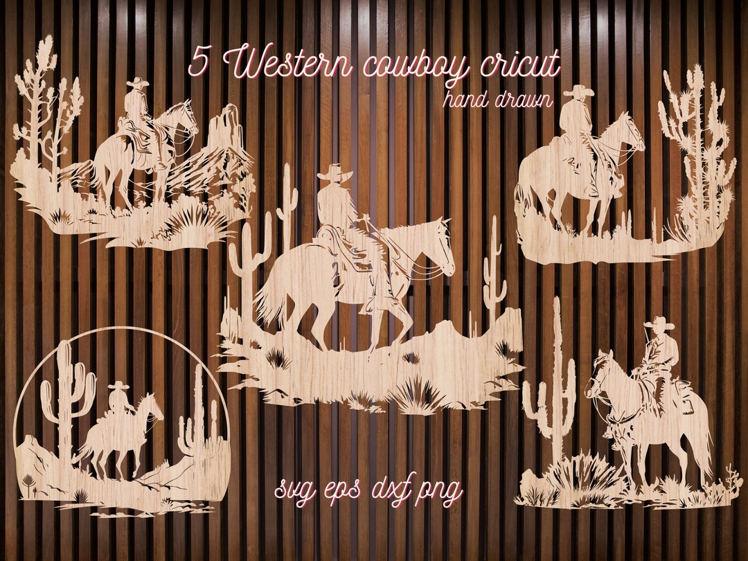 5 Design Western Cowboy Cricut - Etsy