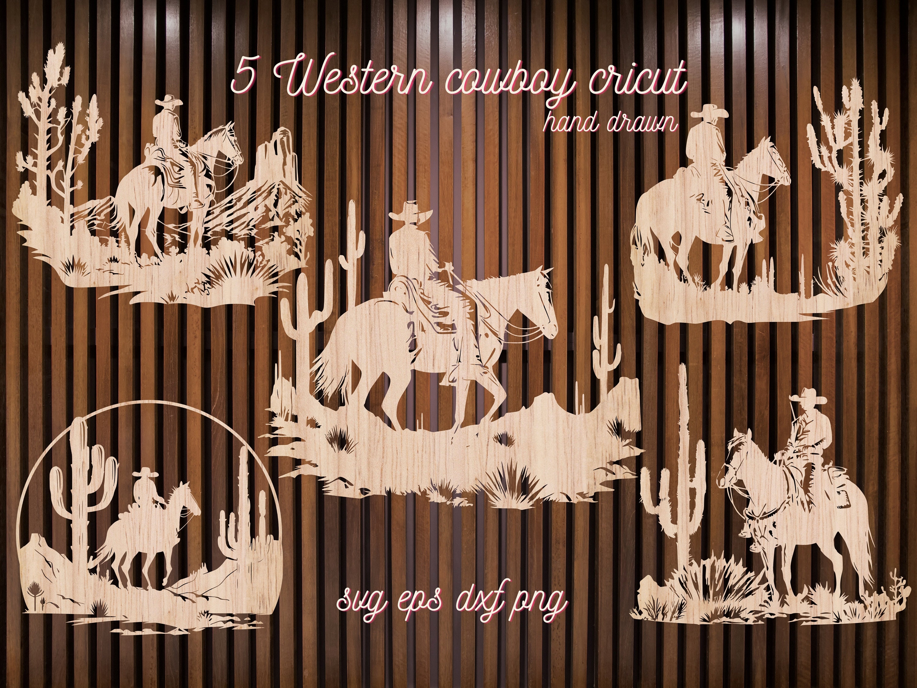 5 Design Western Cowboy Cricut - Etsy