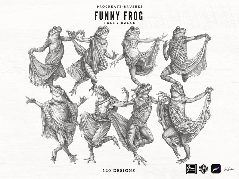 120 Designs Funny Frog Funny Dance Brushstamp Procreate - Etsy