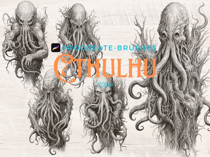 Cthulhu Brushstamp Procreate 128 Cthulhu Tattoo - Etsy