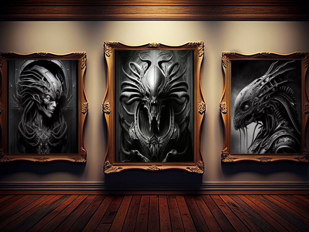 Giger Wall Art Giger Art Print Set of 3 Wall Art Giger Art Prints Giger ...