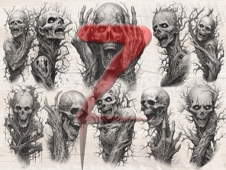 142 Skull, Horror, Zombies, Tree Roots Brushstamp Procreate - Etsy