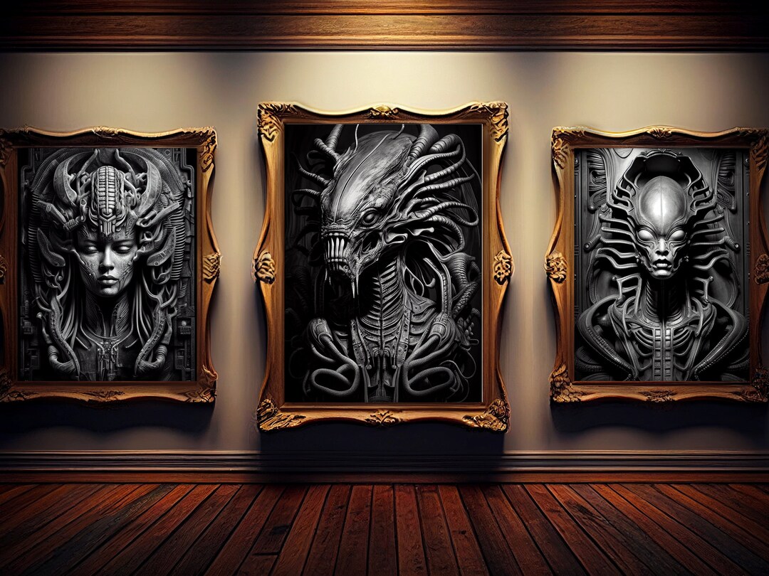 Giger Wall Art | Giger Art Print | Set of 3 Wall Art | Giger Art Prints ...