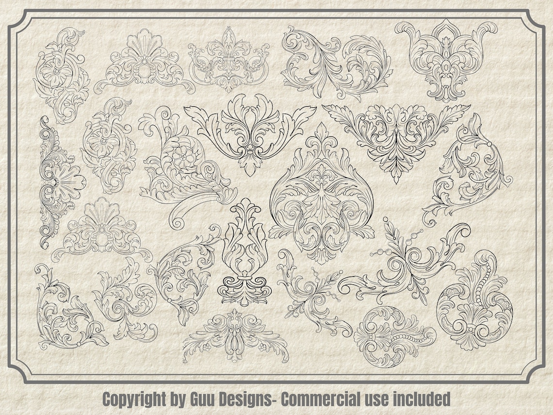 Acanthus SVG Bundle, Acanthus Leaf Sticker, Acanthus Wall Art, Baroque ...