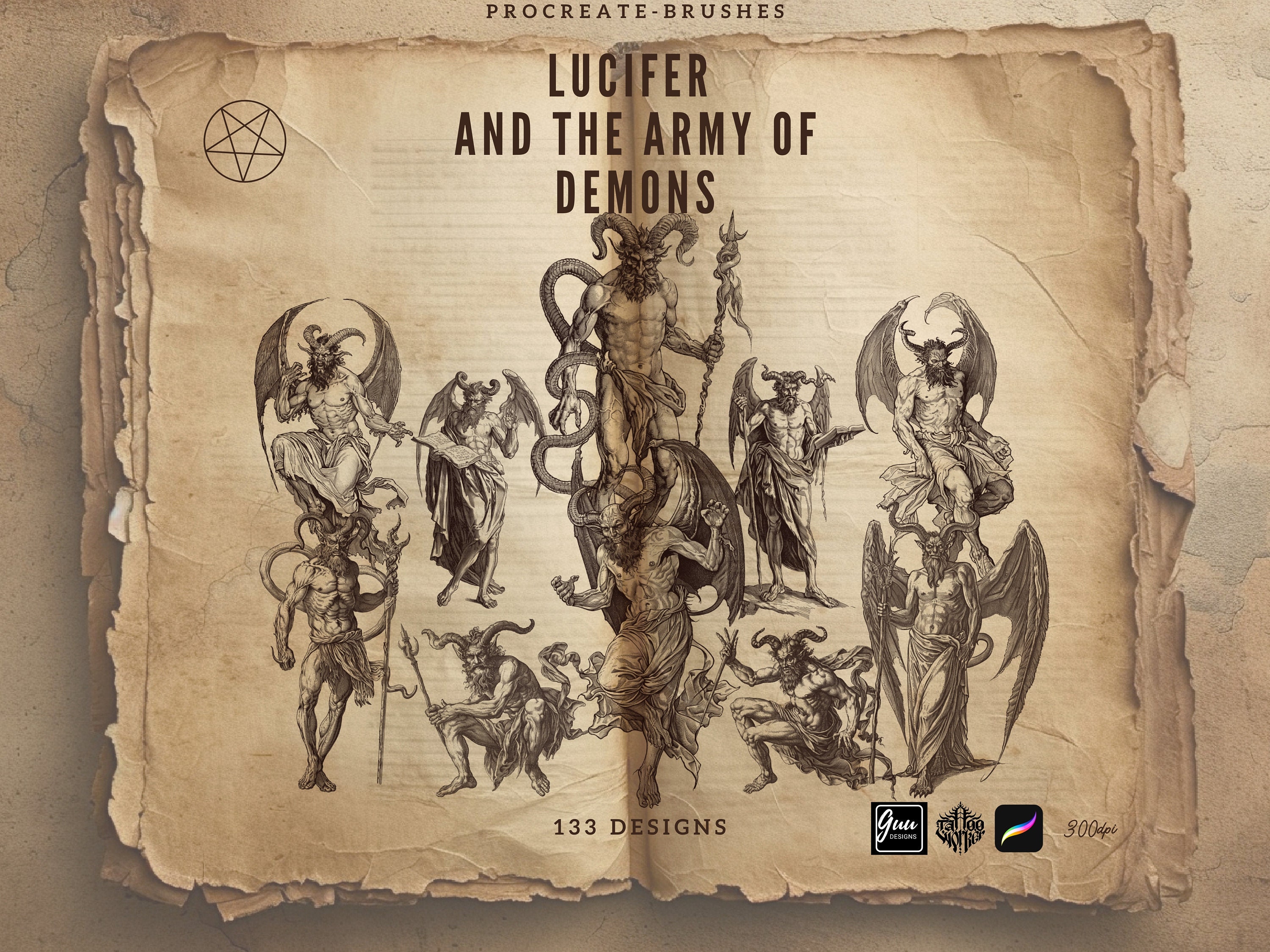 Lucifer,demons, Devil Brushstamp Procreate 133 Tattoo Designs - Etsy