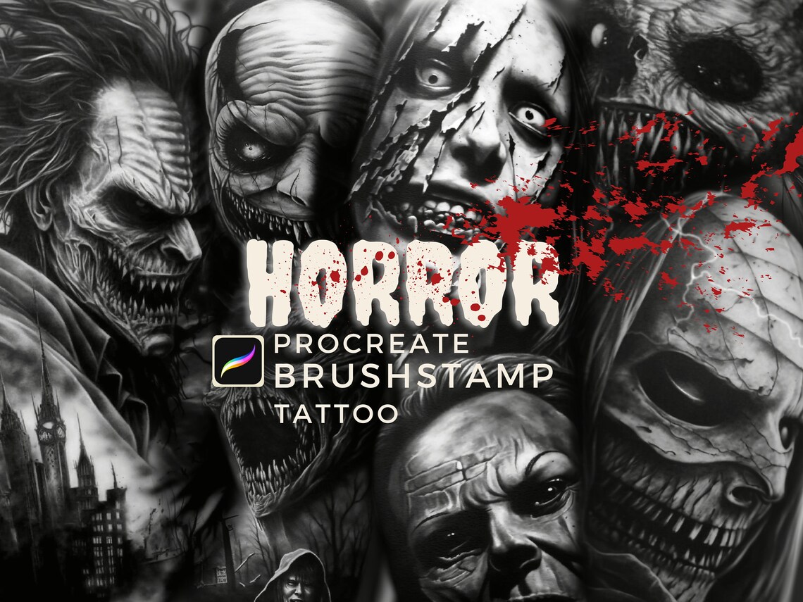 30 Horror Tattoo Brushstamp Procreate - Etsy
