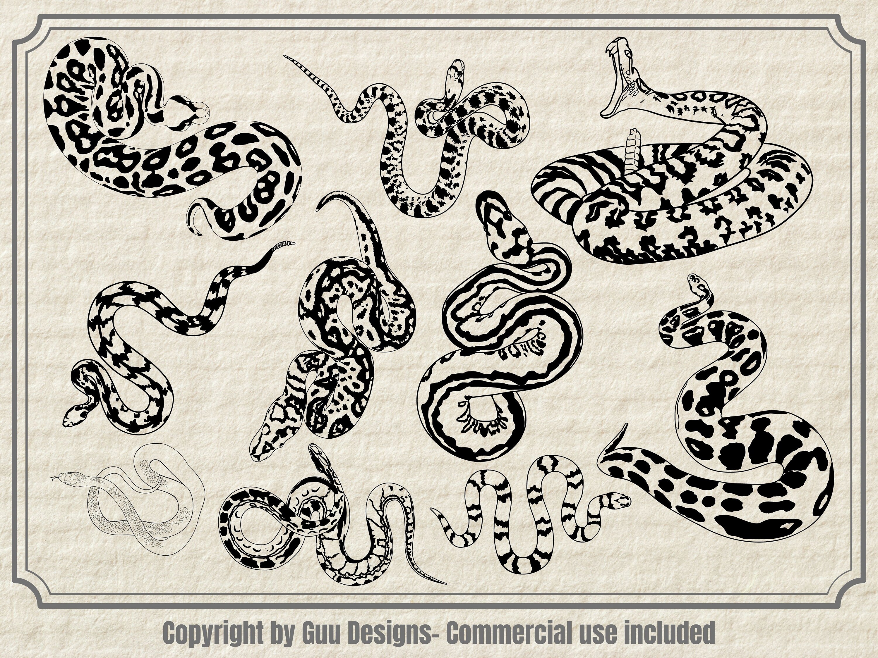 Snake SVG, Snake Stencils, Snake Skin, Snake Sticker, Snake Tattoo ...
