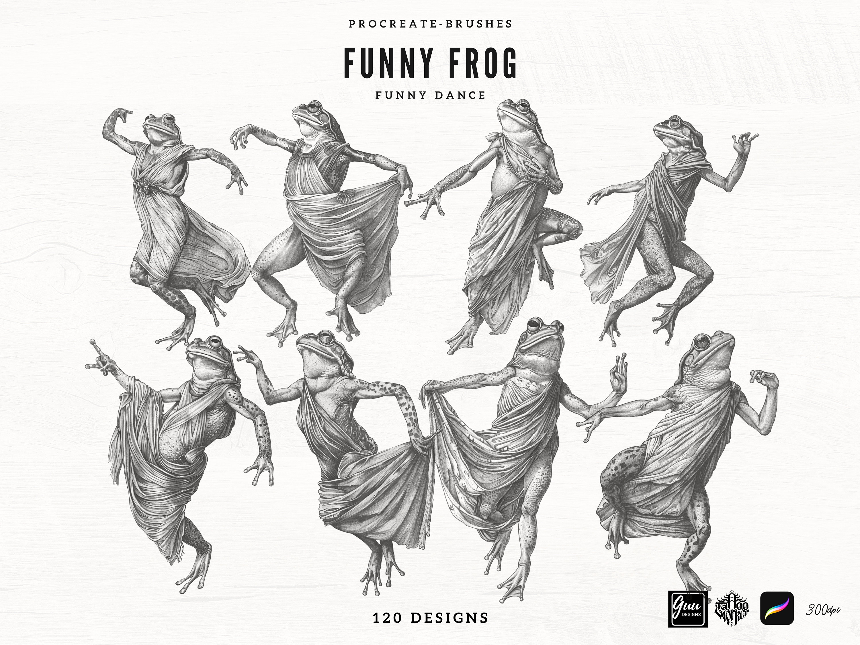 120 Designs Funny Frog Funny Dance Brushstamp Procreate - Etsy