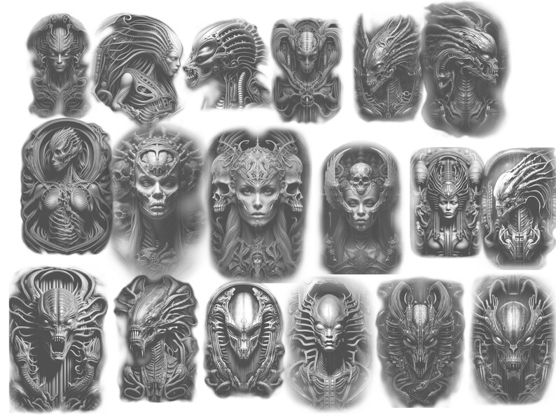 40 Giger Tattoo Giger Brushstamp Procreate - Etsy