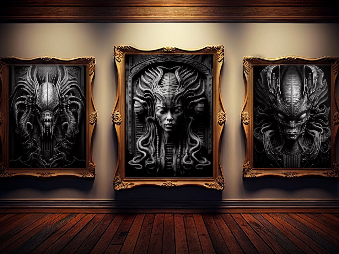 Giger Wall Art | Giger Art Print | Set of 3 Wall Art | Giger Art Prints ...