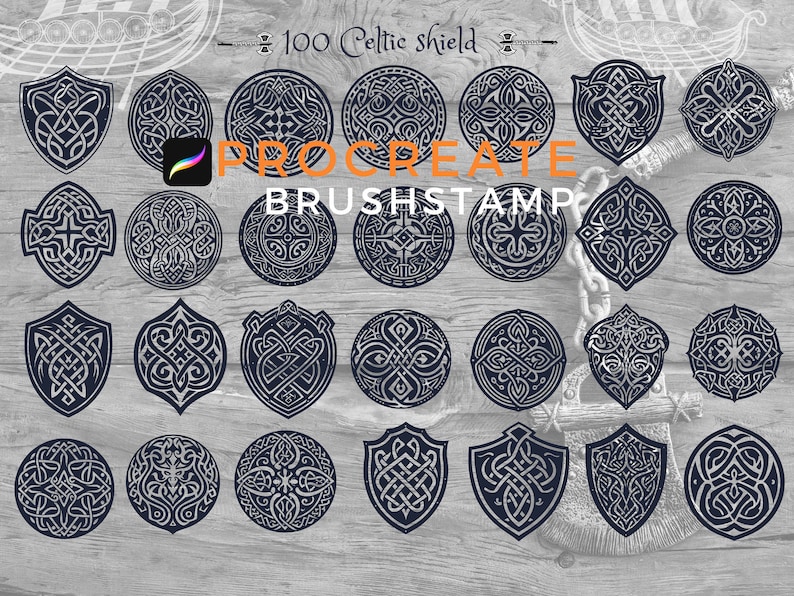 100 Celtic Knot Viking Shield Tattoo Brushstamp Procreate - Etsy
