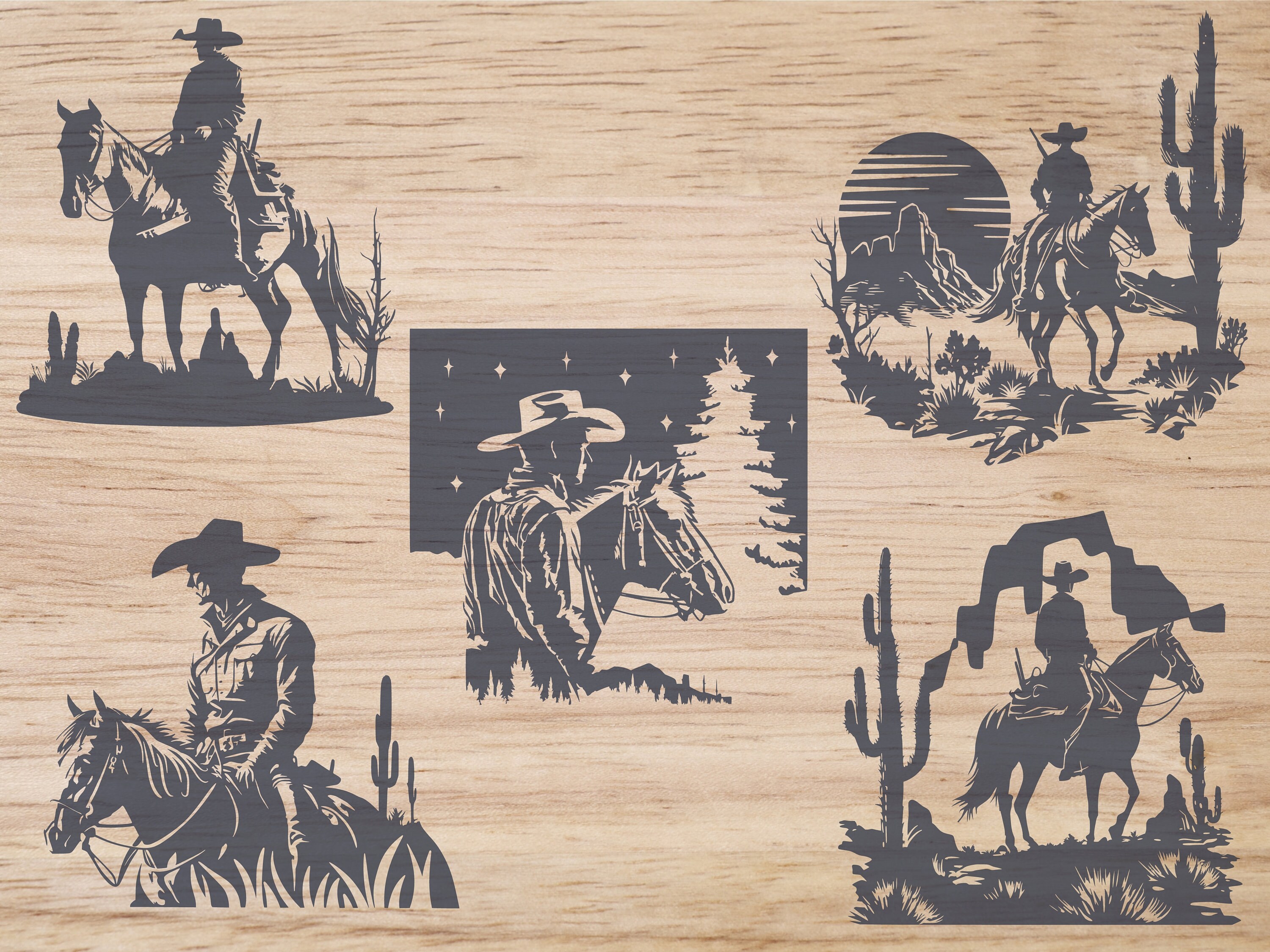 5 Design Western Cowboy Cricut V3 - Etsy