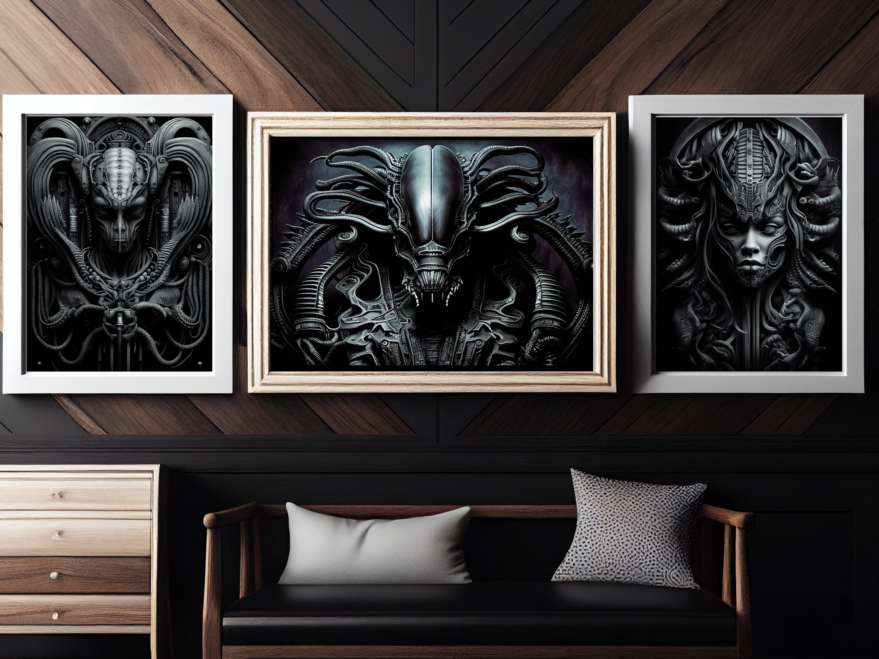Giger Wall Art | Giger Art Print | Set of 3 Wall Art | Giger Art Prints ...