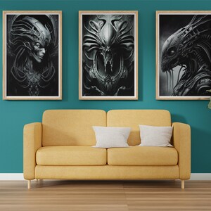 Giger Wall Art | Giger Art Print | Set of 3 Wall Art | Giger Art Prints ...