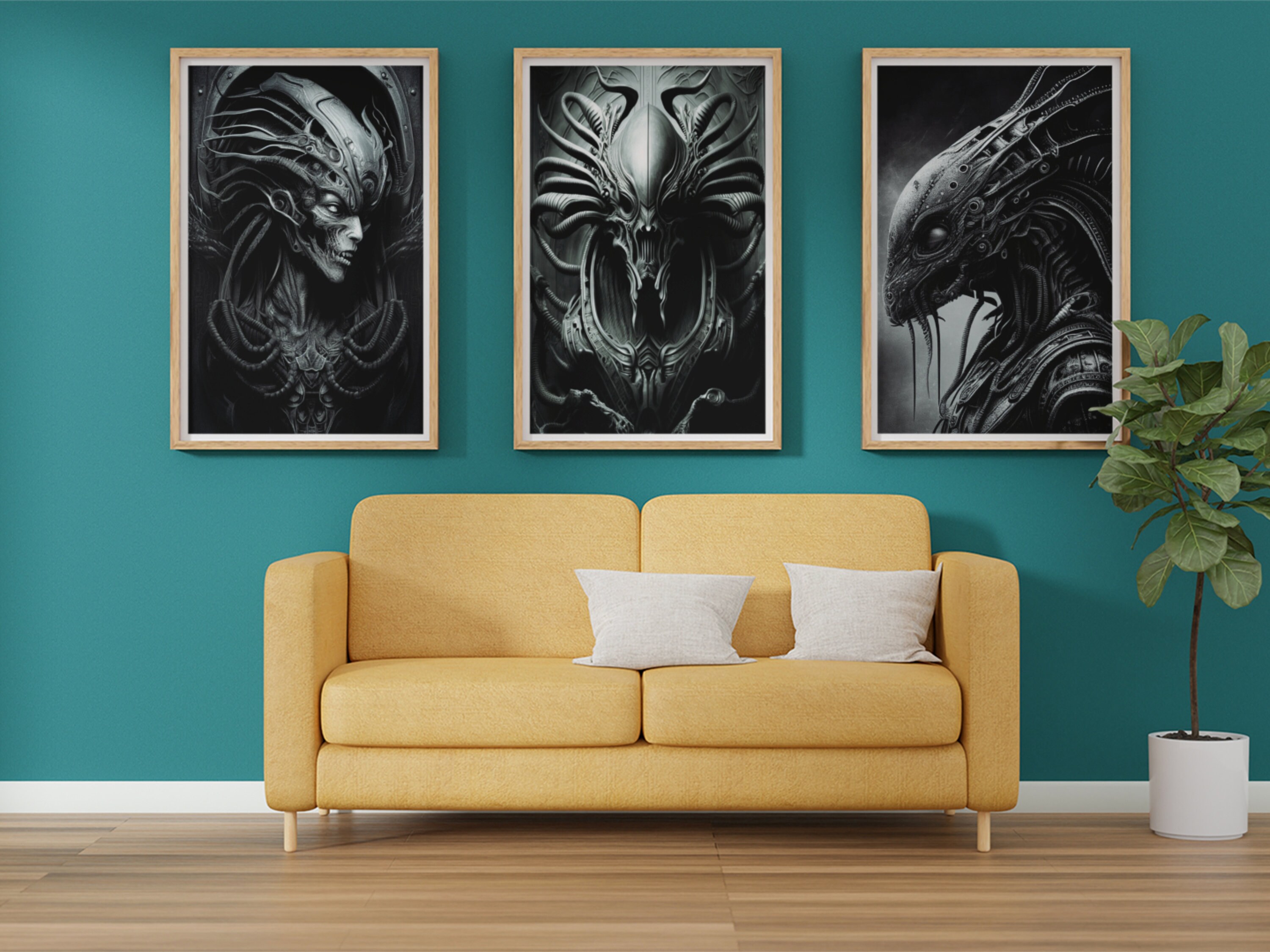 Giger Wall Art | Giger Art Print | Set of 3 Wall Art | Giger Art Prints ...
