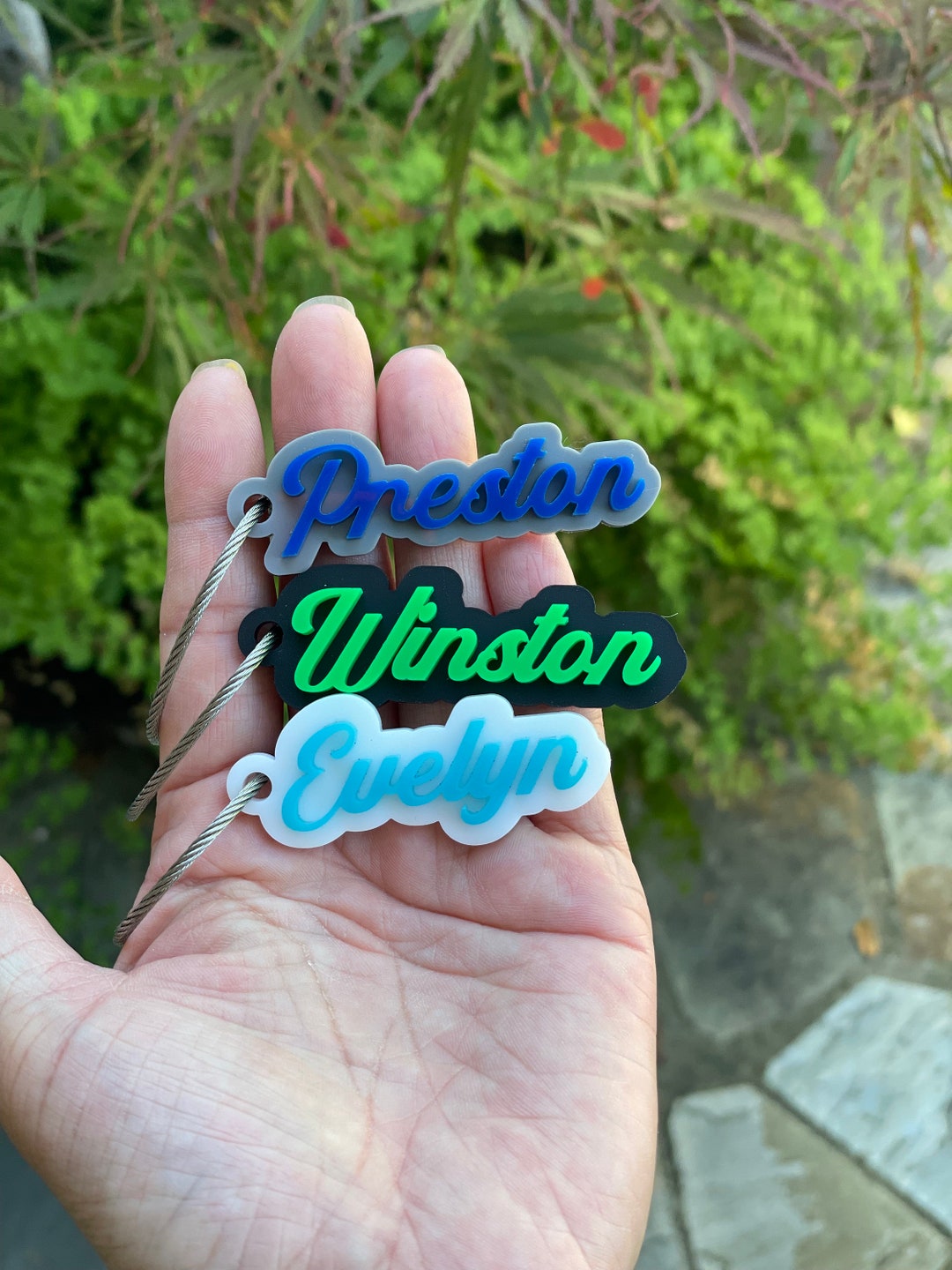 Personalized Acrylic Name Tag, Backpack, Bottle, Keychain, Double Layer ...