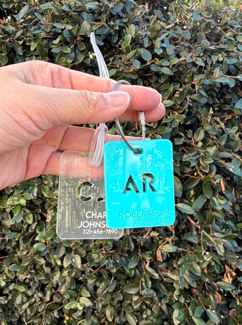 Personalized Acrylic Luggage Tag, Discreet Address Travel Tag, Backpack ...
