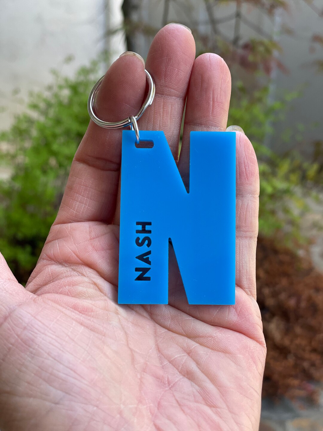 Personalized Letter Cut Name Tag Keychain, School Backpack Charm ...
