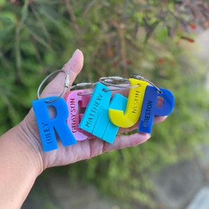 Initial Letter Keychain Name Tag 1/4" / Lunch Bag Tag / School Bag ...