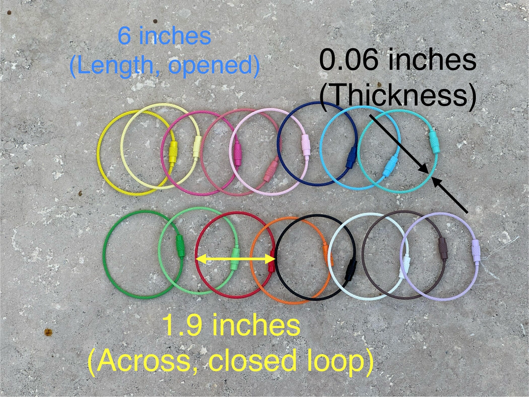 Colored Stainless Steel Wire Keychains Cable 6" | Key Cable | Keychain ...