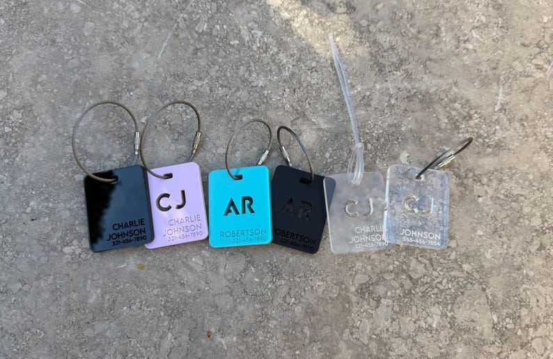 Personalized Acrylic Luggage Tag, Discreet Address Travel Tag, Backpack ...