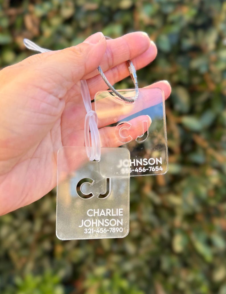 Personalized Acrylic Luggage Tag, Discreet Address Travel Tag, Backpack ...