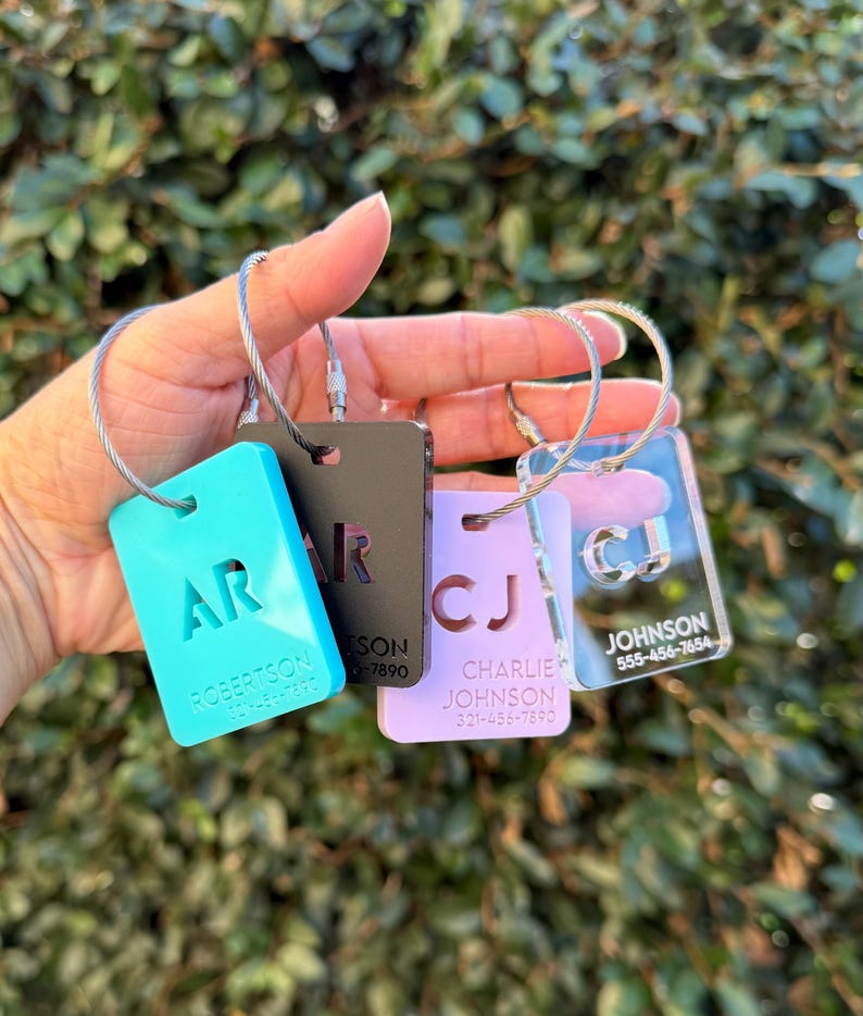 Personalized Acrylic Luggage Tag, Discreet Address Travel Tag, Backpack ...