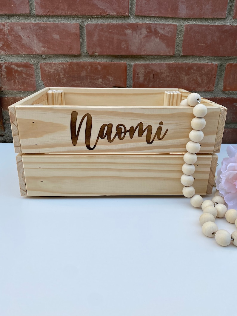 Personalized Wooden Crate / Gift Basket / Gift Box / Baby | Etsy