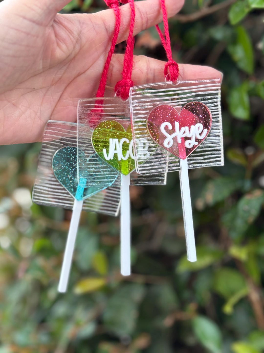 Personalized Lollipop Tag / Acrylic Name Tag / Heart Tag / Valentines ...