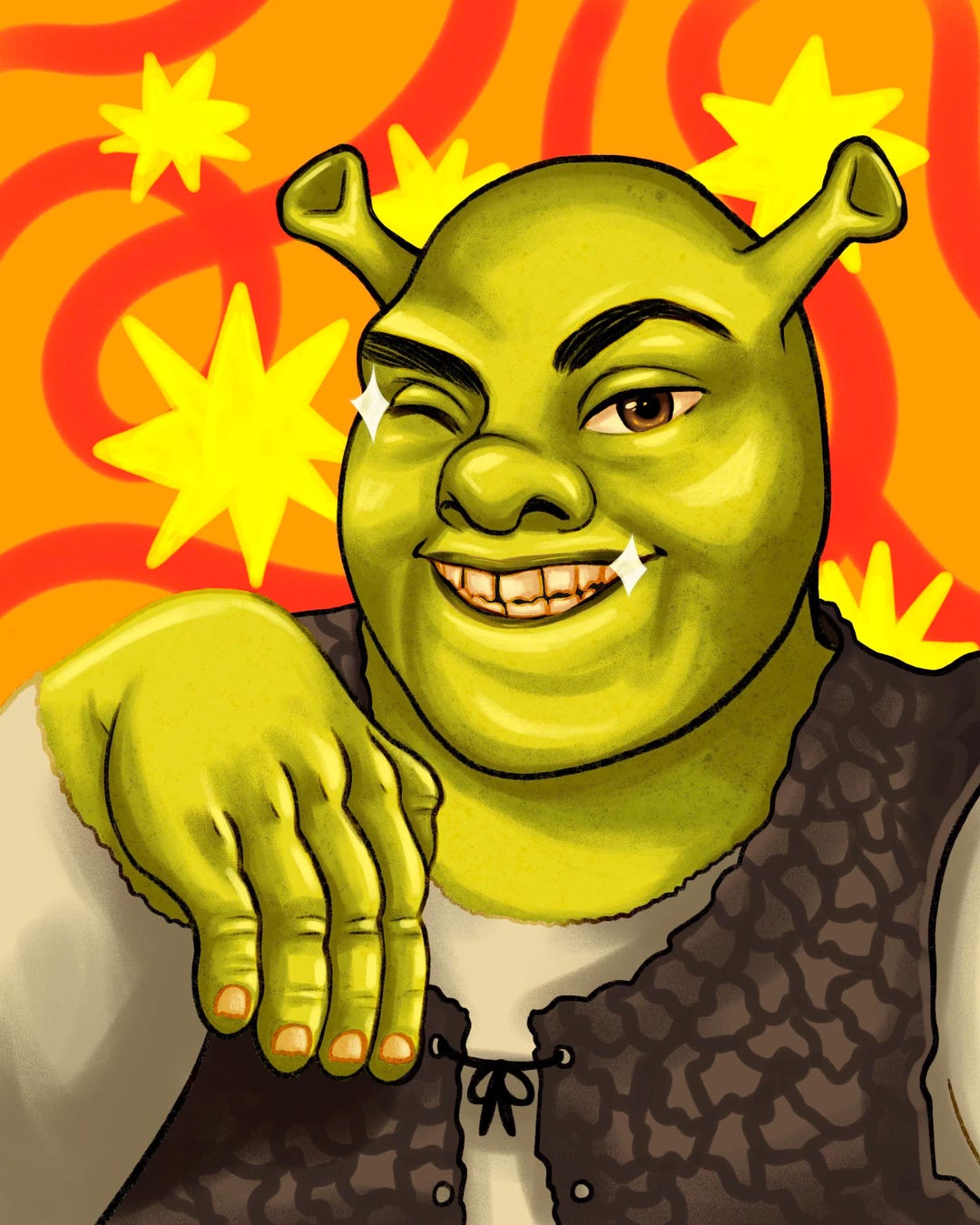 Shrek Feeling Himself // // Green Ogre Wall Art - Plus Size - Body ...