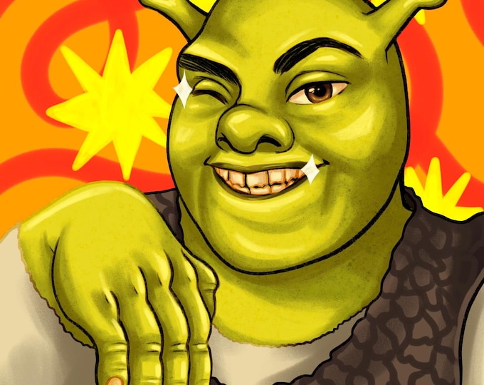 Shrek Feeling Himself // // Green Ogre Wall Art - Plus Size - Body ...