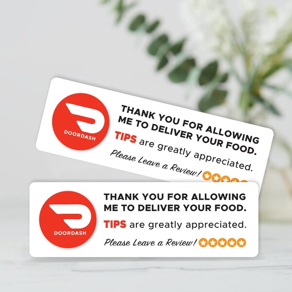 Thank You Door Dash Stickers - Etsy