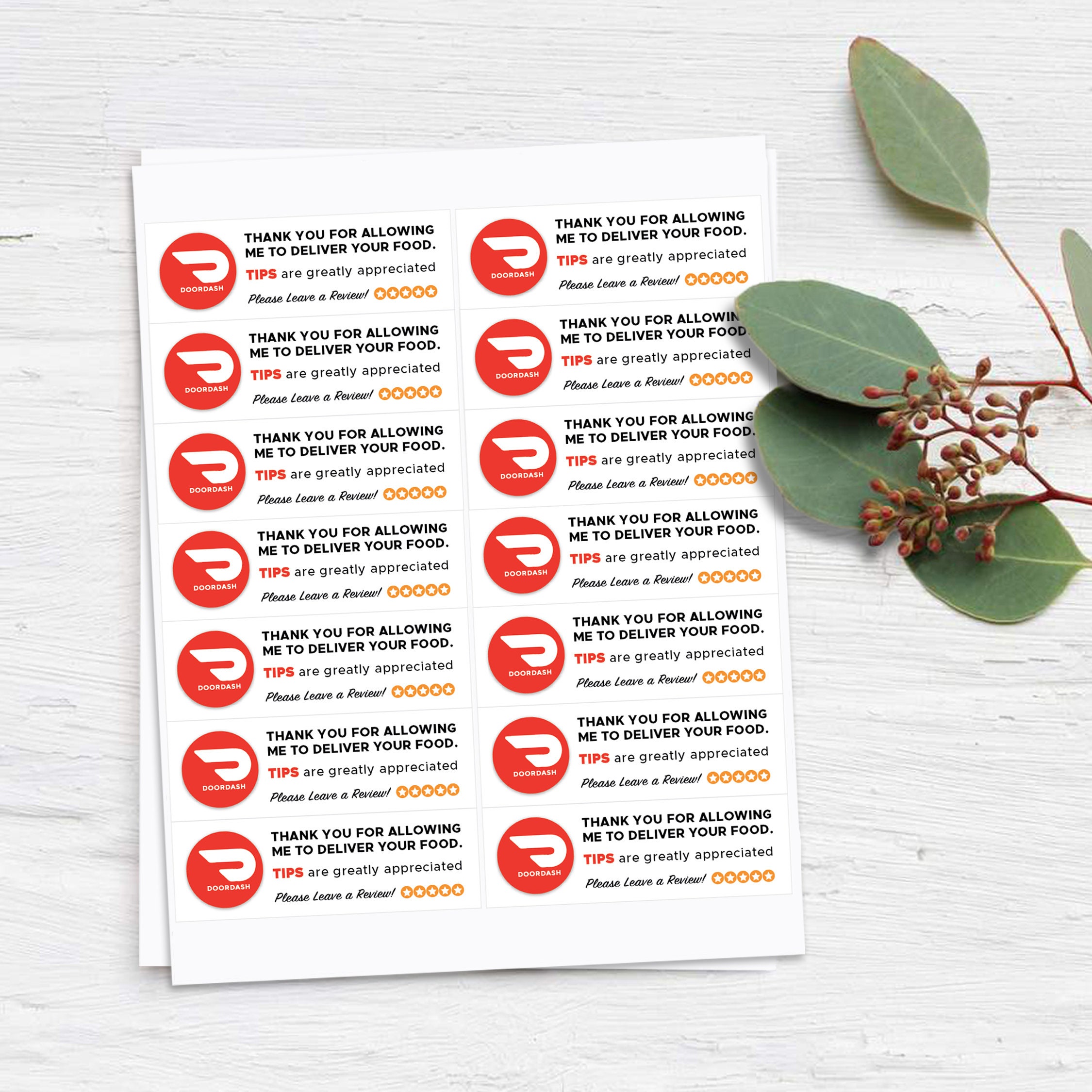 Doordash Thank You Stickers Packaging Stickers 5 Star - Etsy