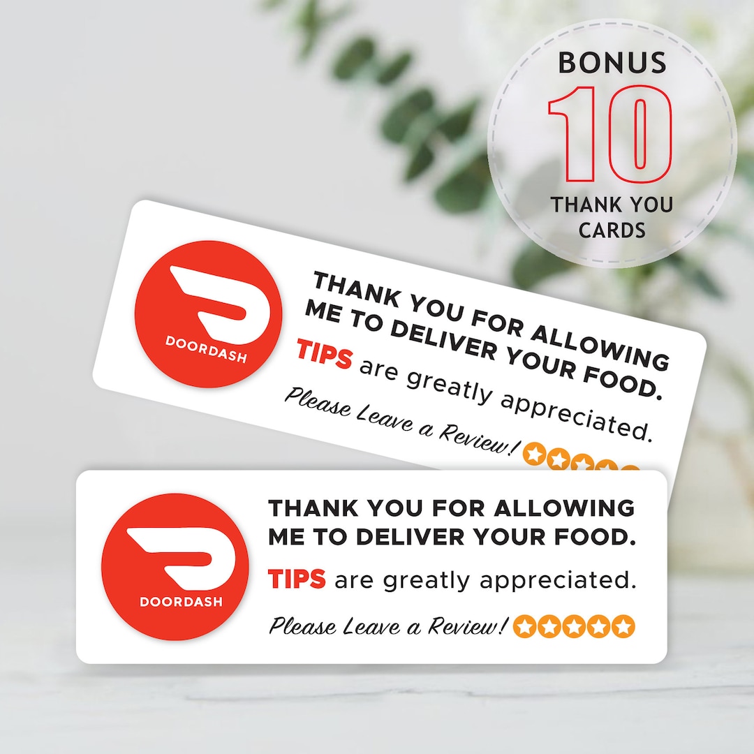 Doordash Thank You Stickers - Packaging Stickers - 5 Star Review ...