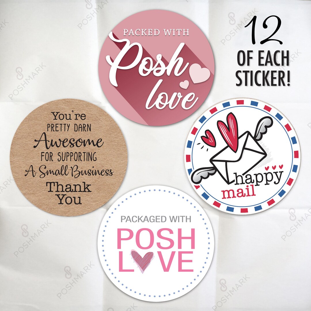 Poshmark Thank You Sticker Variety Pack, Posh Love Label Stickers for ...
