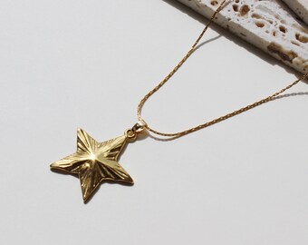 Big Star Necklace Big Star Pendant Necklace Gold Star Necklace Large Star Necklace Golden Star Necklace Pendant Waterproof Necklace