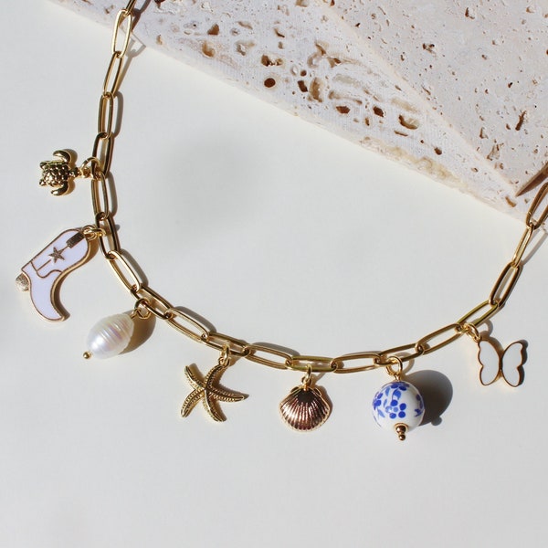 Ocean Charm Necklace - Etsy